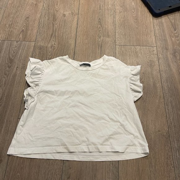 Zara | Tops | Zara Ruffled Sleeveless White Top | Poshmark